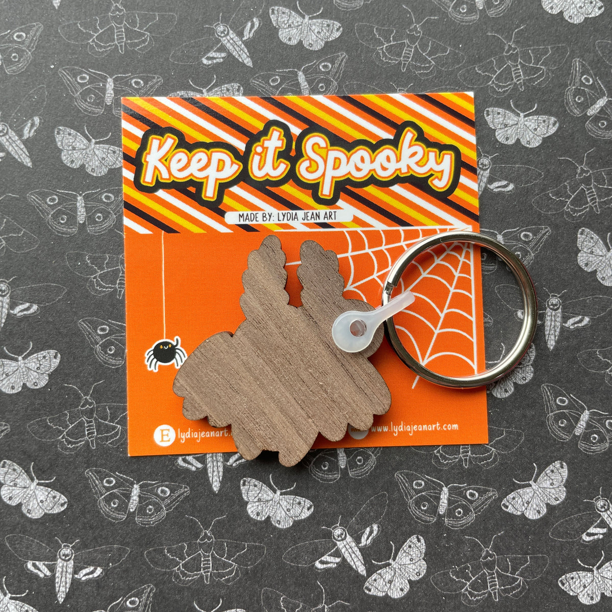 Wooden Mothman Keychain in Purple – Little Ghost Shack