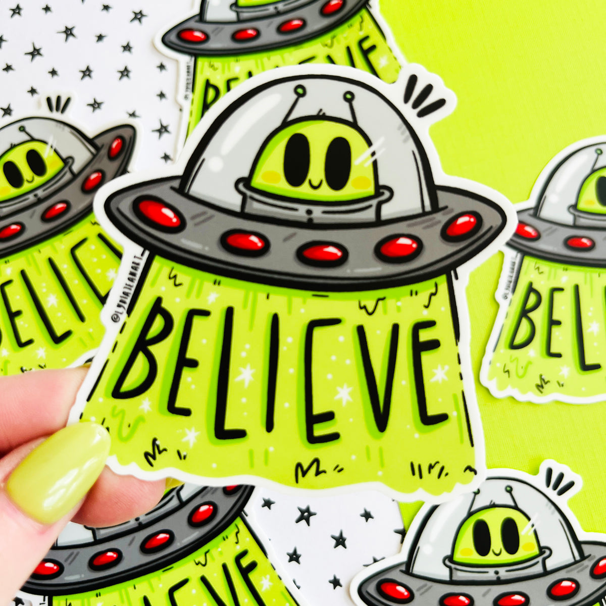 UFO / UAP BELIEVER Vinyl Sticker – Little Ghost Shack