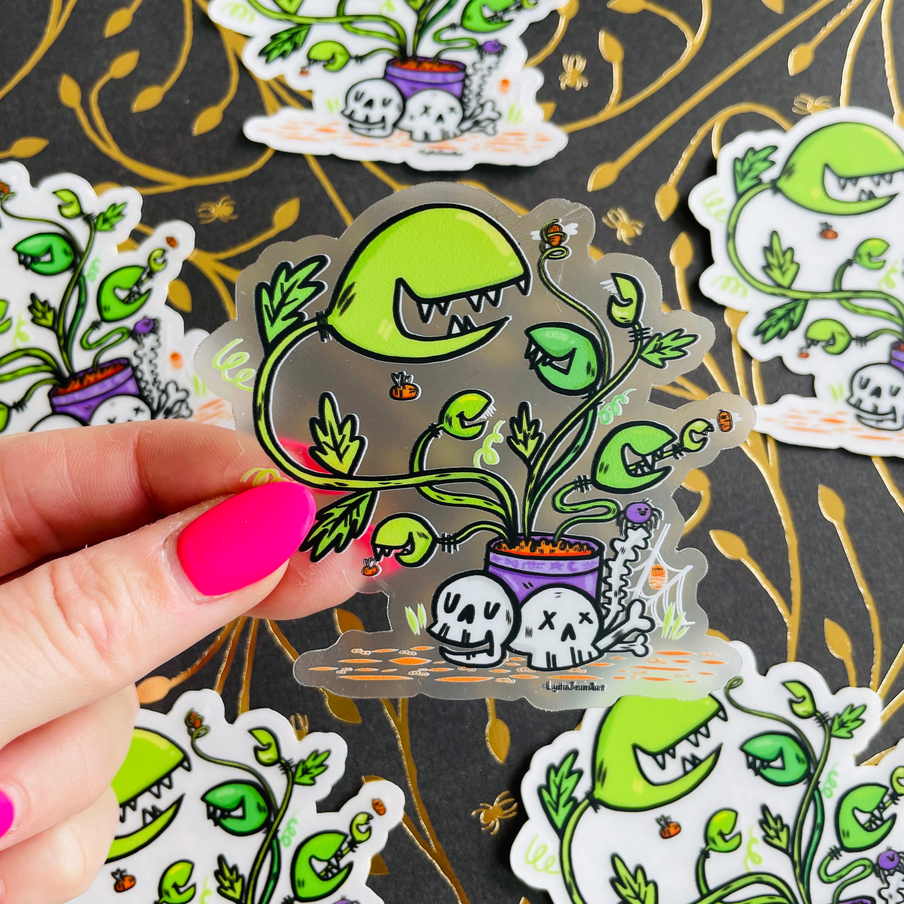 Man Eating Plant Transparent Vinyl Sticker – Little Ghost Shack